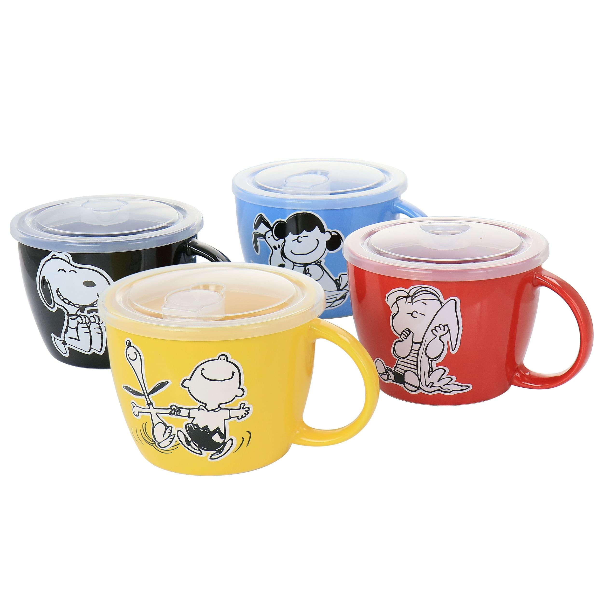 Gibson Peanuts 70th Anniversary 4 Piece Stoneware 23.5oz Soup Bowl Set ...