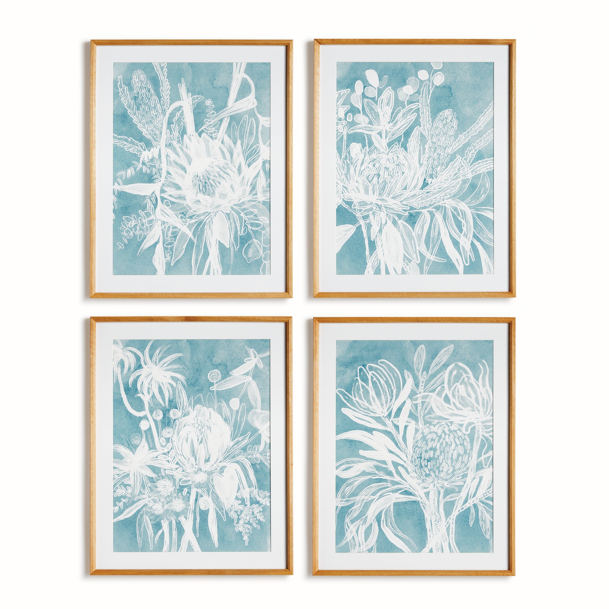 PROTEA ABSTRACT PRINTS IN SOFT BLUE, SET OF 4 – Jori’s Home Essentials ...